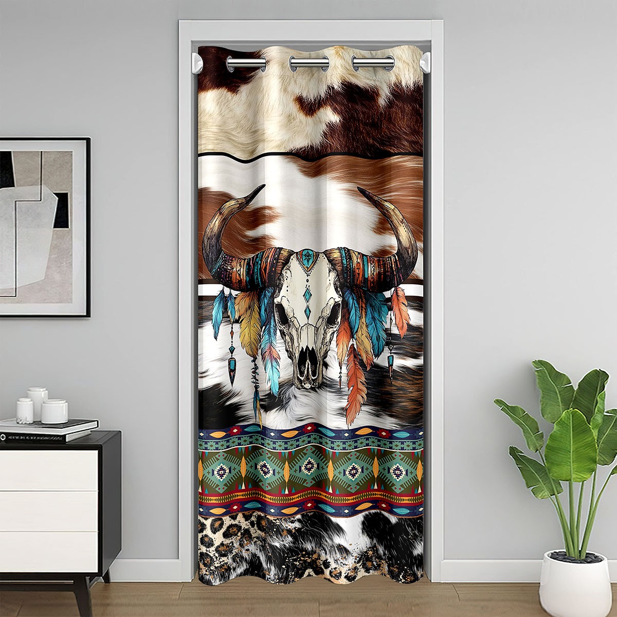 Erosebridal Sheep Skeleton Door Curtain For Doorways 42x84, Tribal ...