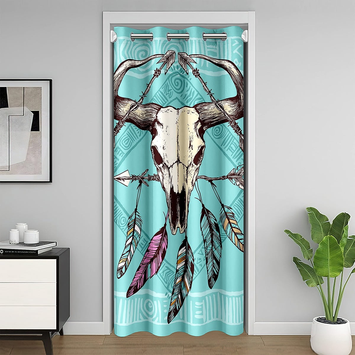 Erosebridal Sheep Skeleton Door Curtain For Doorways 59x80, Tribal ...