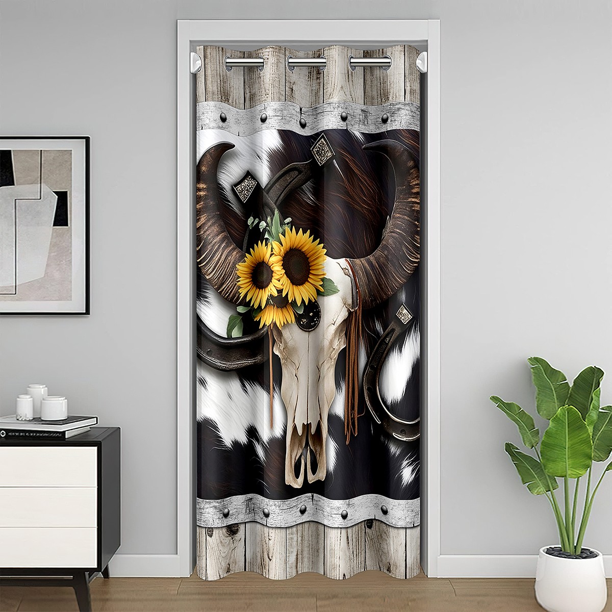 Erosebridal Sheep Skeleton Door Curtain Panel 42x80, Eustic Cow Print ...