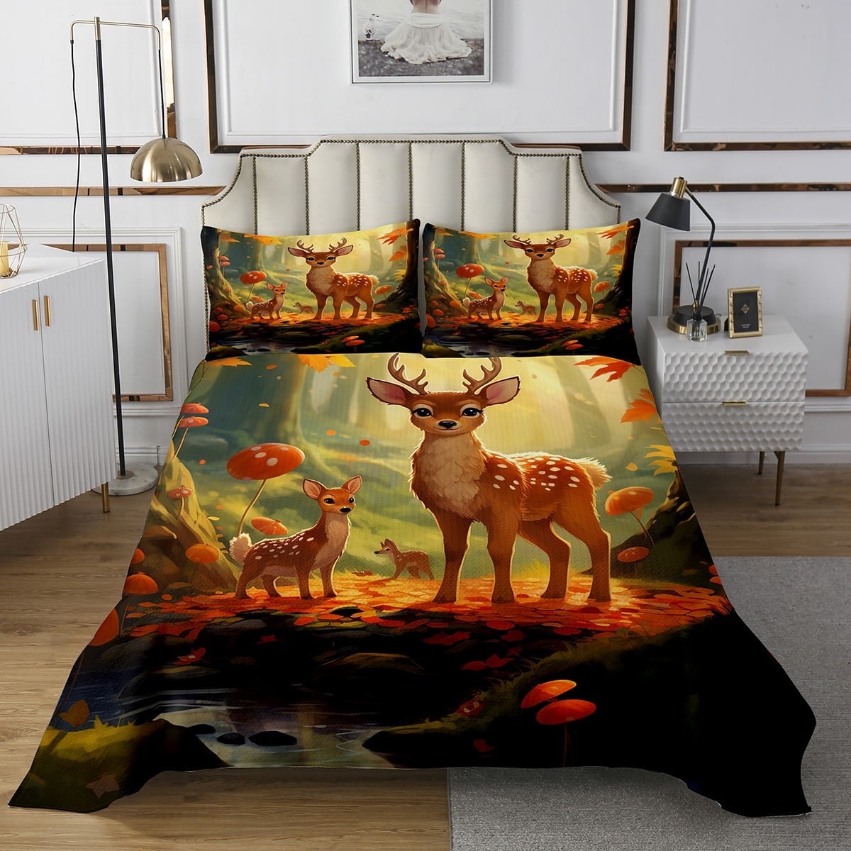 Erosebridal Sika Deer Quilt Set Cartoon Wild Animal Bedspread Set ...