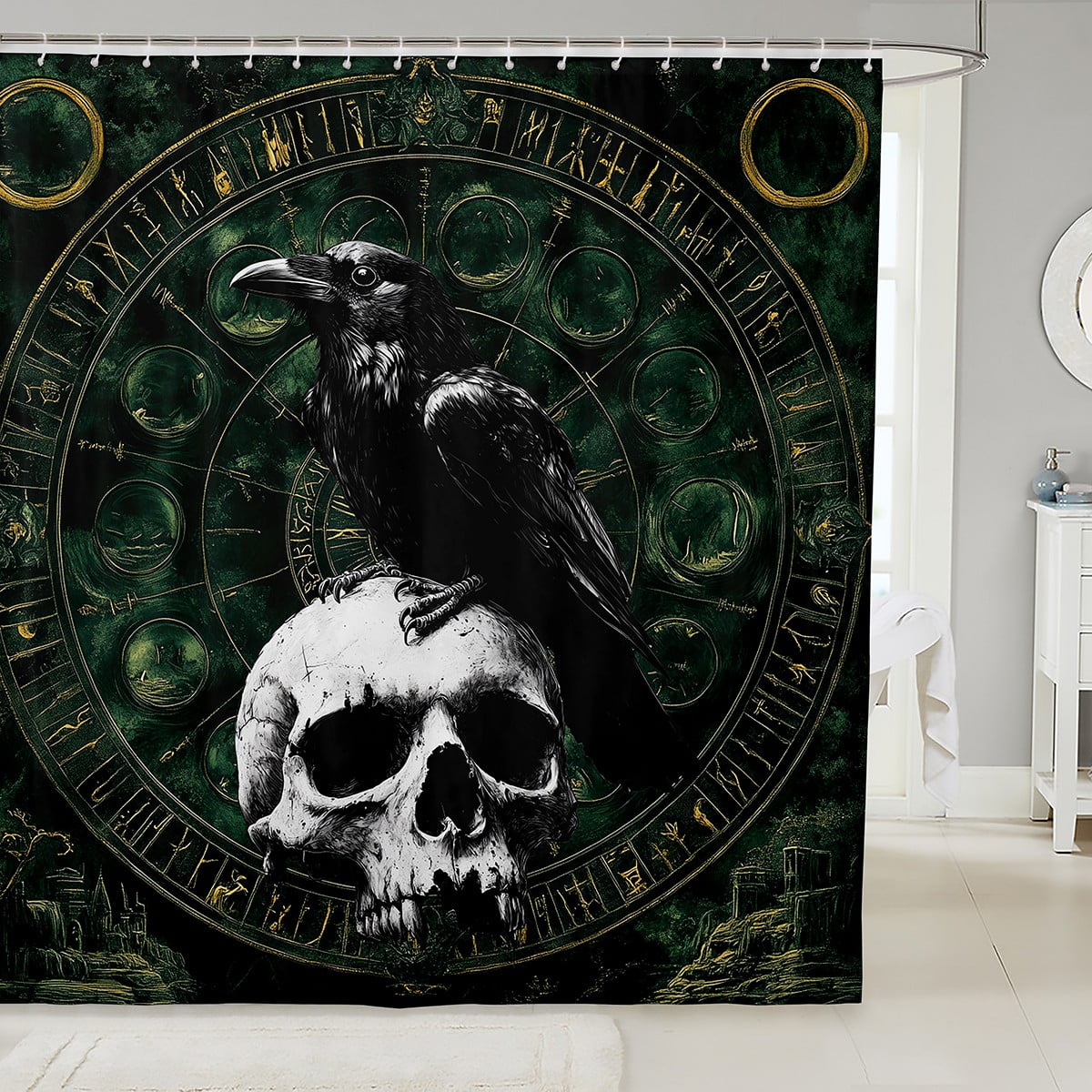 Erosebridal Skull Crow Shower Curtain 72Wx72L,Gothic Trippy Bath ...