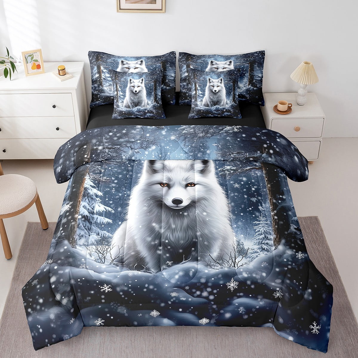 Erosebridal Snow Fox Bed In A Bag For Kids Boys Girls,Woodland Animal ...