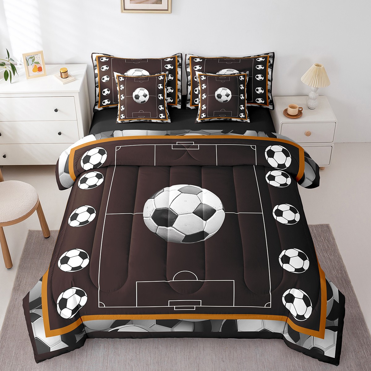 Erosebridal Soccer Comforter Set Full 7 Pieces Football Games Football ...