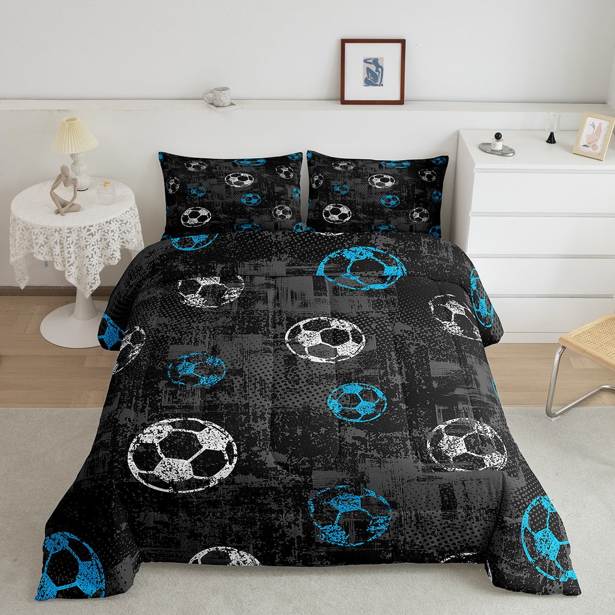 Erosebridal Soccer Comforter Set Full Size Football Bedding Set Soccer ...