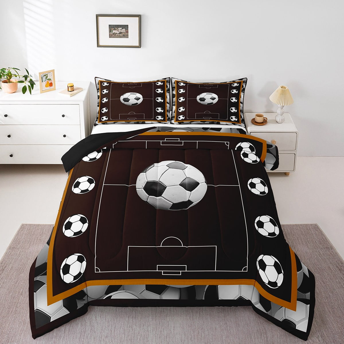 Erosebridal Soccer Comforter Set Full Size Football Games Bedding Set ...