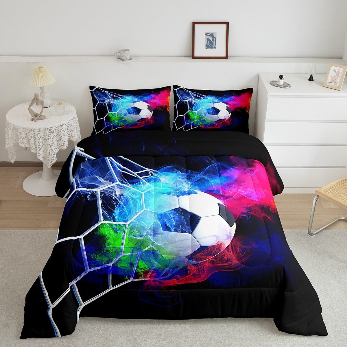 Erosebridal Soccer Comforter Set Queen Size Football Bedding Set 3D ...