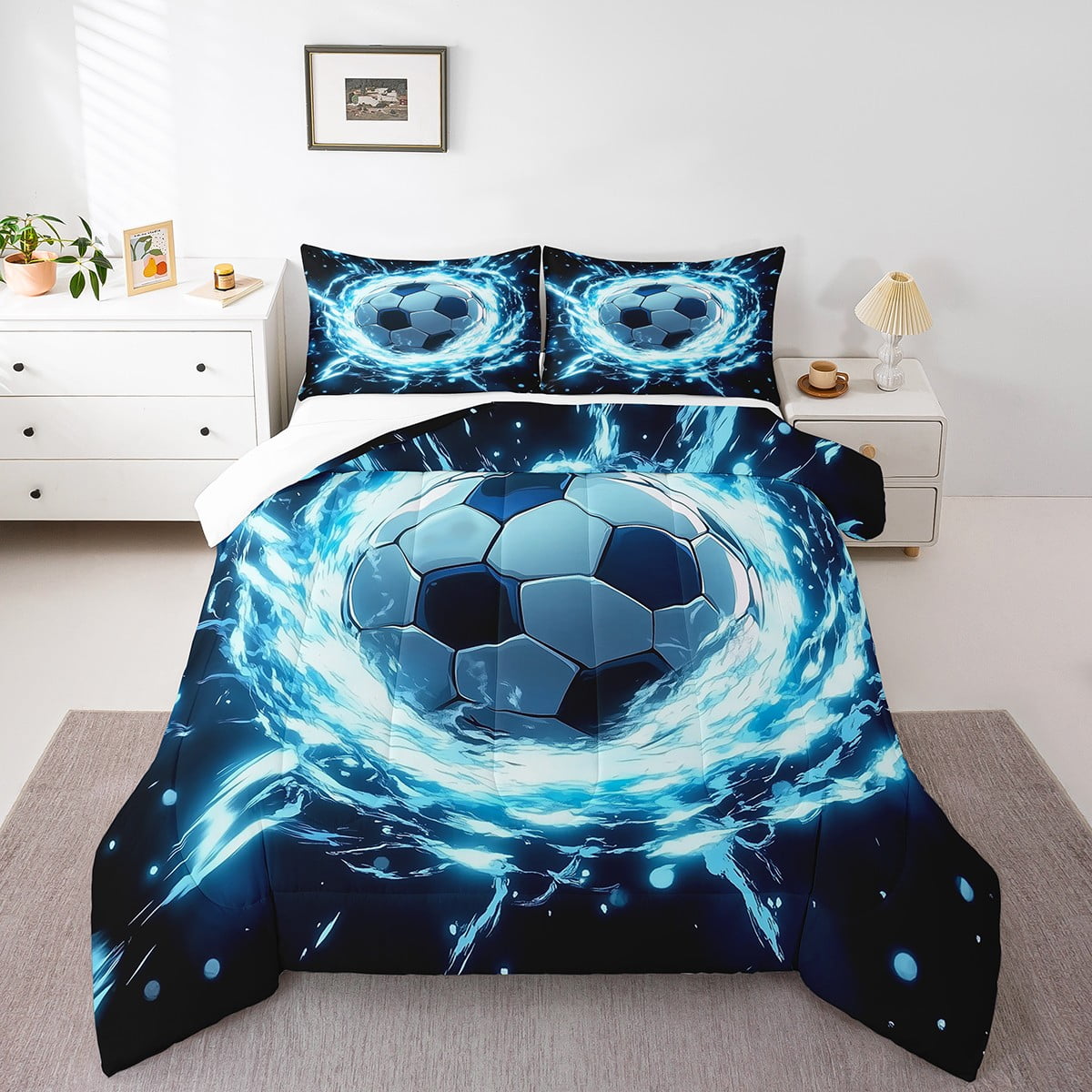 Erosebridal Soccer Comforter Set Queen Size Football Games Bedding Set ...