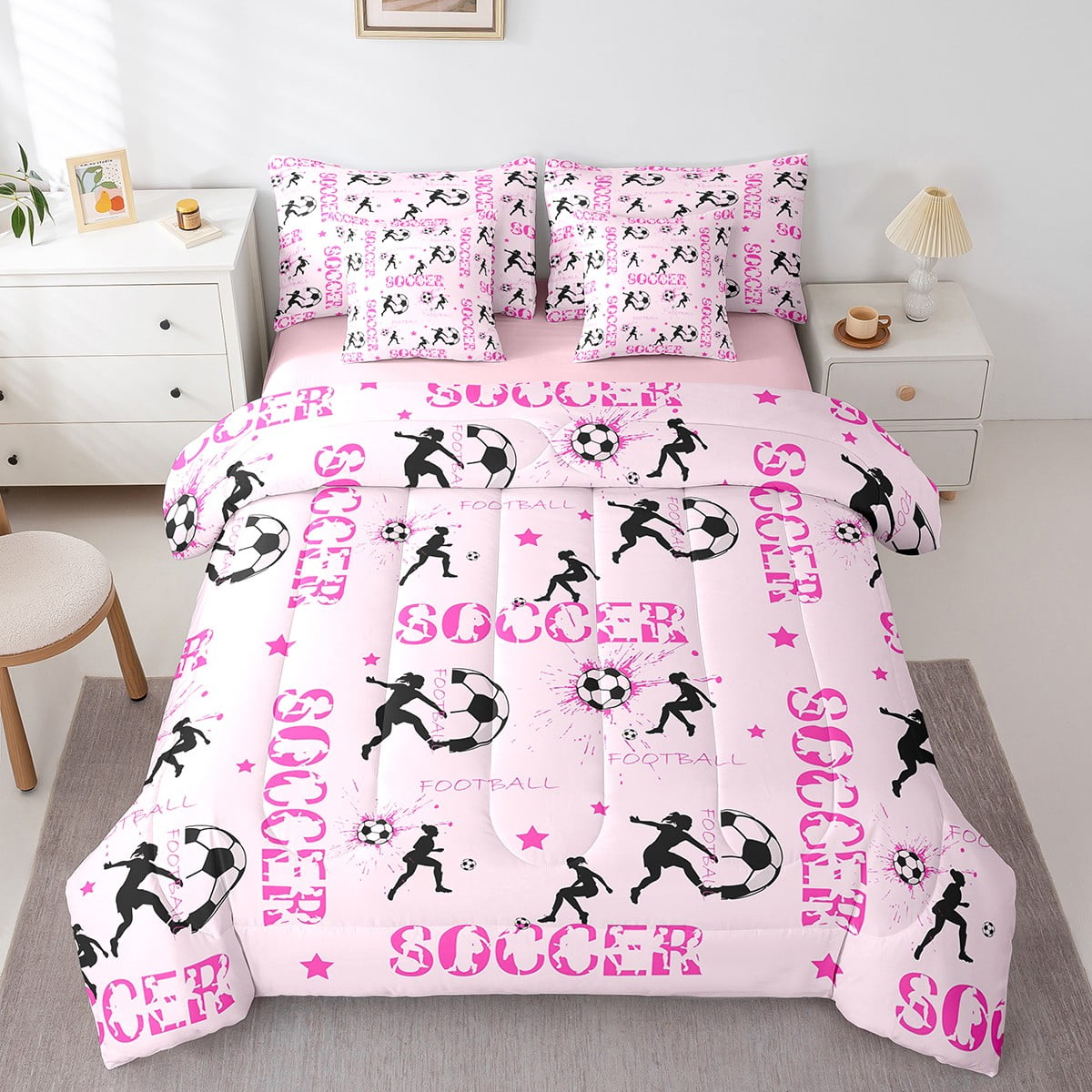 Erosebridal Soccer Comforter Set Twin Size 7 Pieces Football Player ...