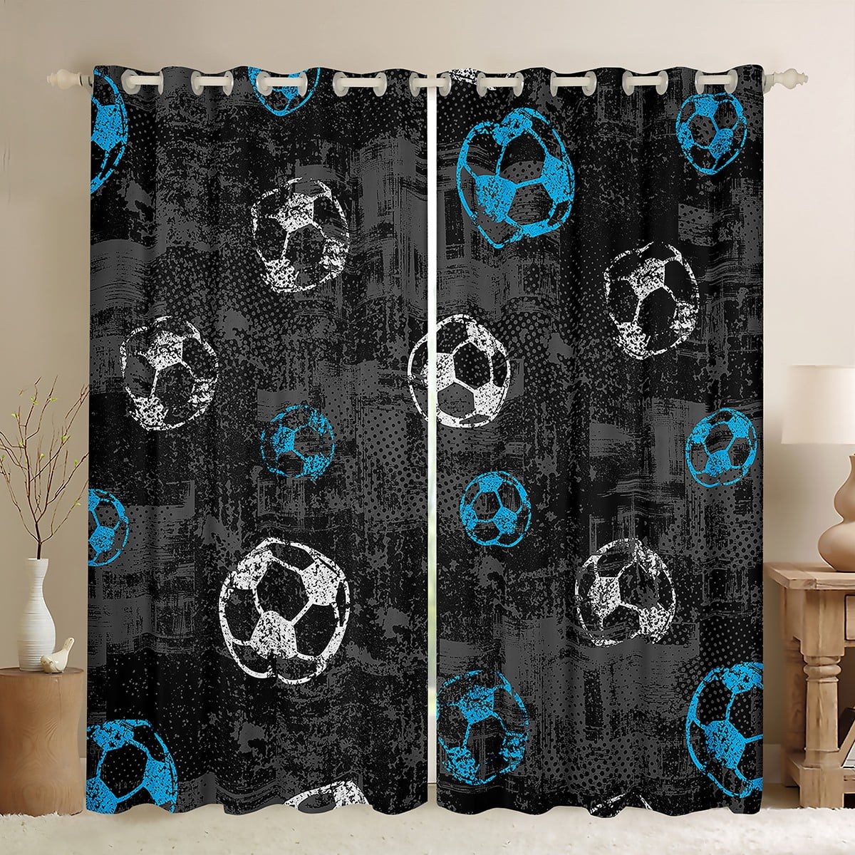 Erosebridal Soccer Curtains for Bedroom (2 Panels, 38 x 54 Inch ...