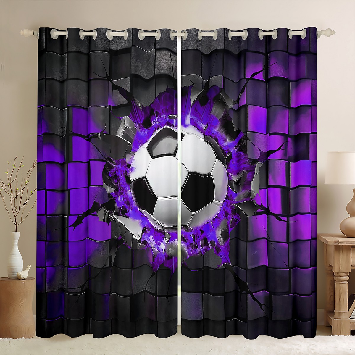 Erosebridal Soccer Curtains and Drapes (42Wx90L),Gradient Geometric ...