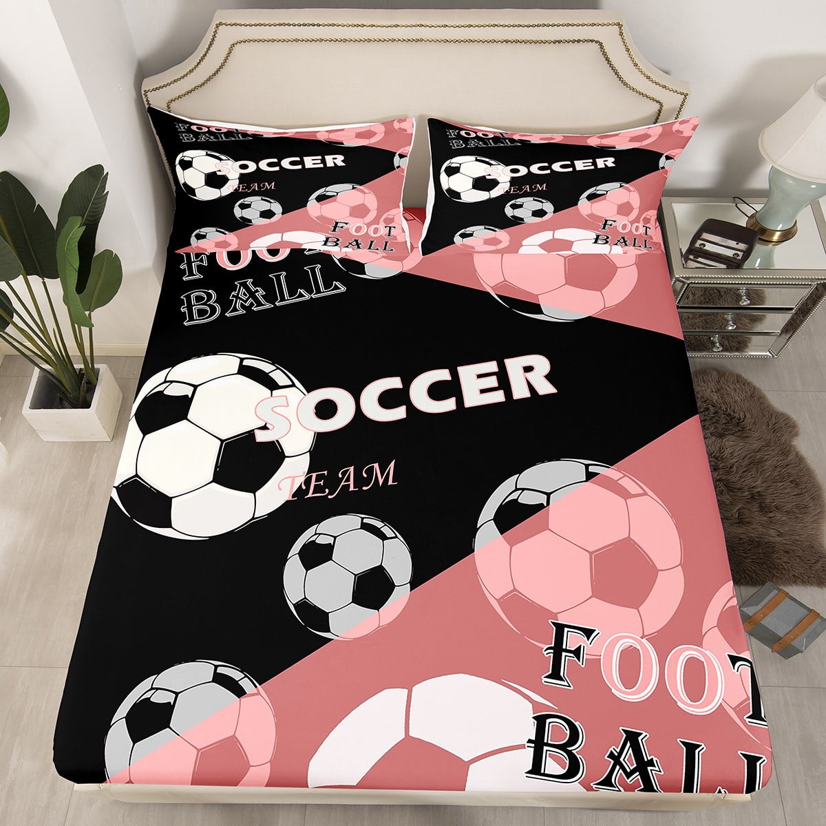 Erosebridal Soccer Fitted Sheet Queen Size Football Games Bed Sheet Set ...