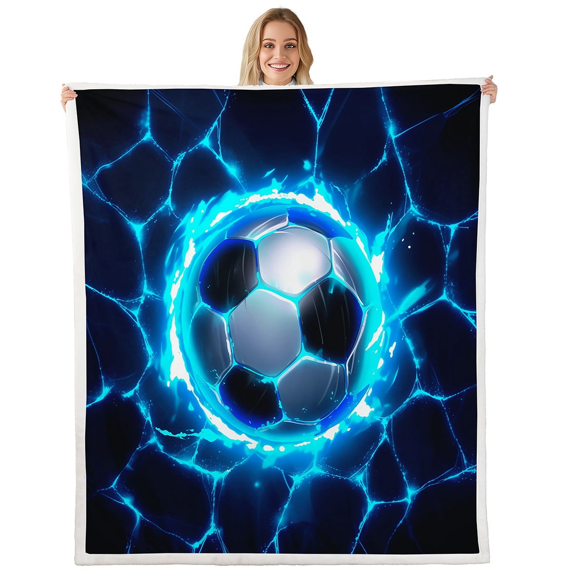 Erosebridal Soccer Fleece Throw Blanket 40"x50" Football Games Sherpa ...