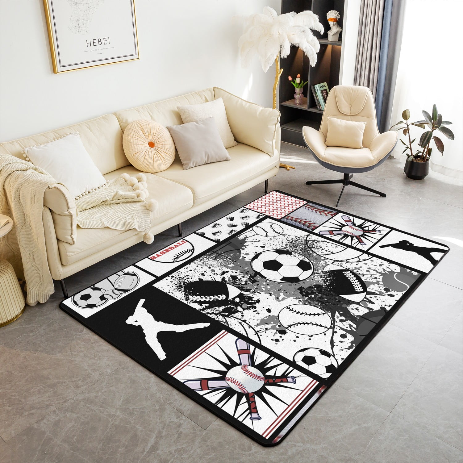 Erosebridal Soccer Game Rugs For Bedroom 5x7,Football Gaming Living ...