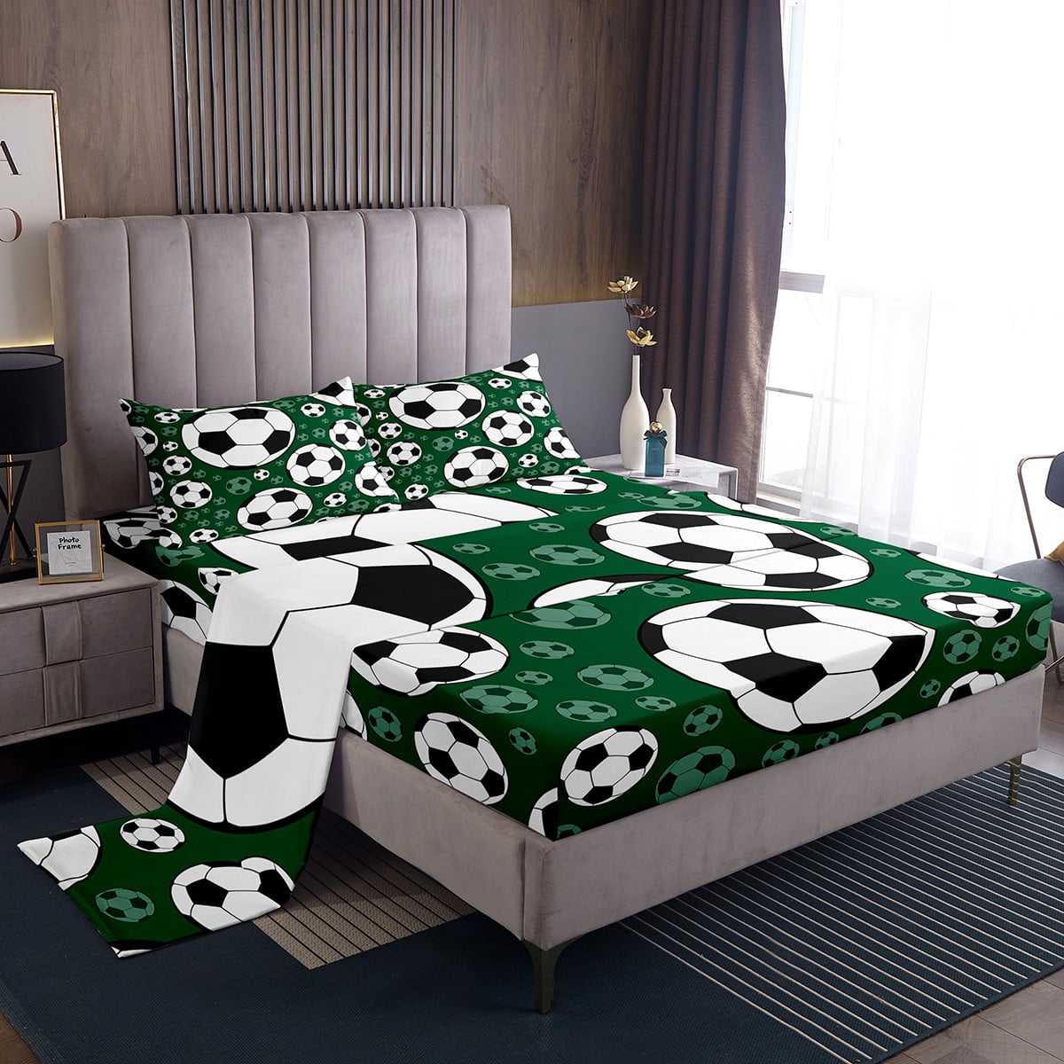 Erosebridal Soccer Print Sheet Set Full, American Football Full Sheet ...