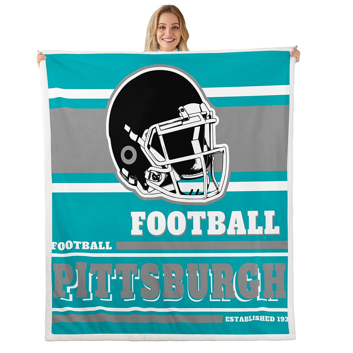 Erosebridal Soccer Rugby Throw Blanket for Couch 90x90 , Turqoise ...