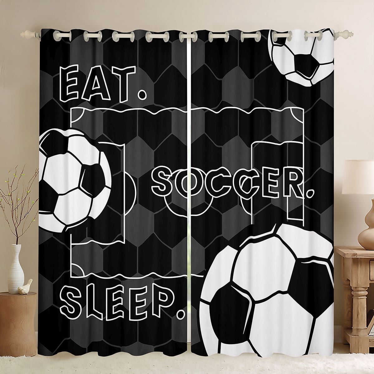 Erosebridal Soccer Sport Games Kids Blackout Curtains Set of 2 (52x84 ...