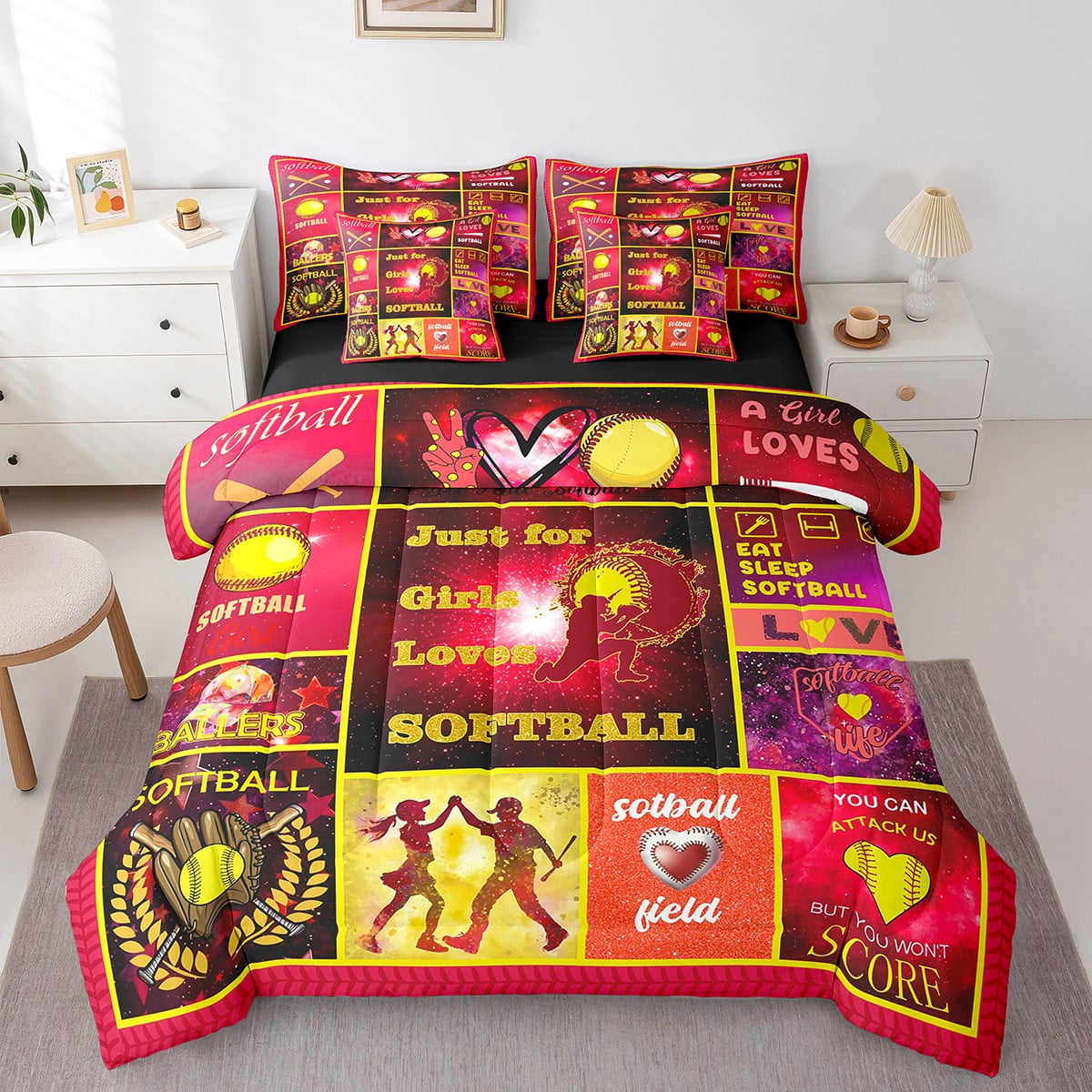 Erosebridal Softball Bedding Queen Size, Ball Gamer Gaming Game Bed in ...