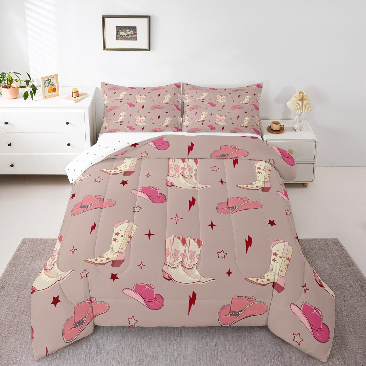 Erosebridal Southwest Cowgirl Comforter Sets Queen Size,Cowgirls Boots ...