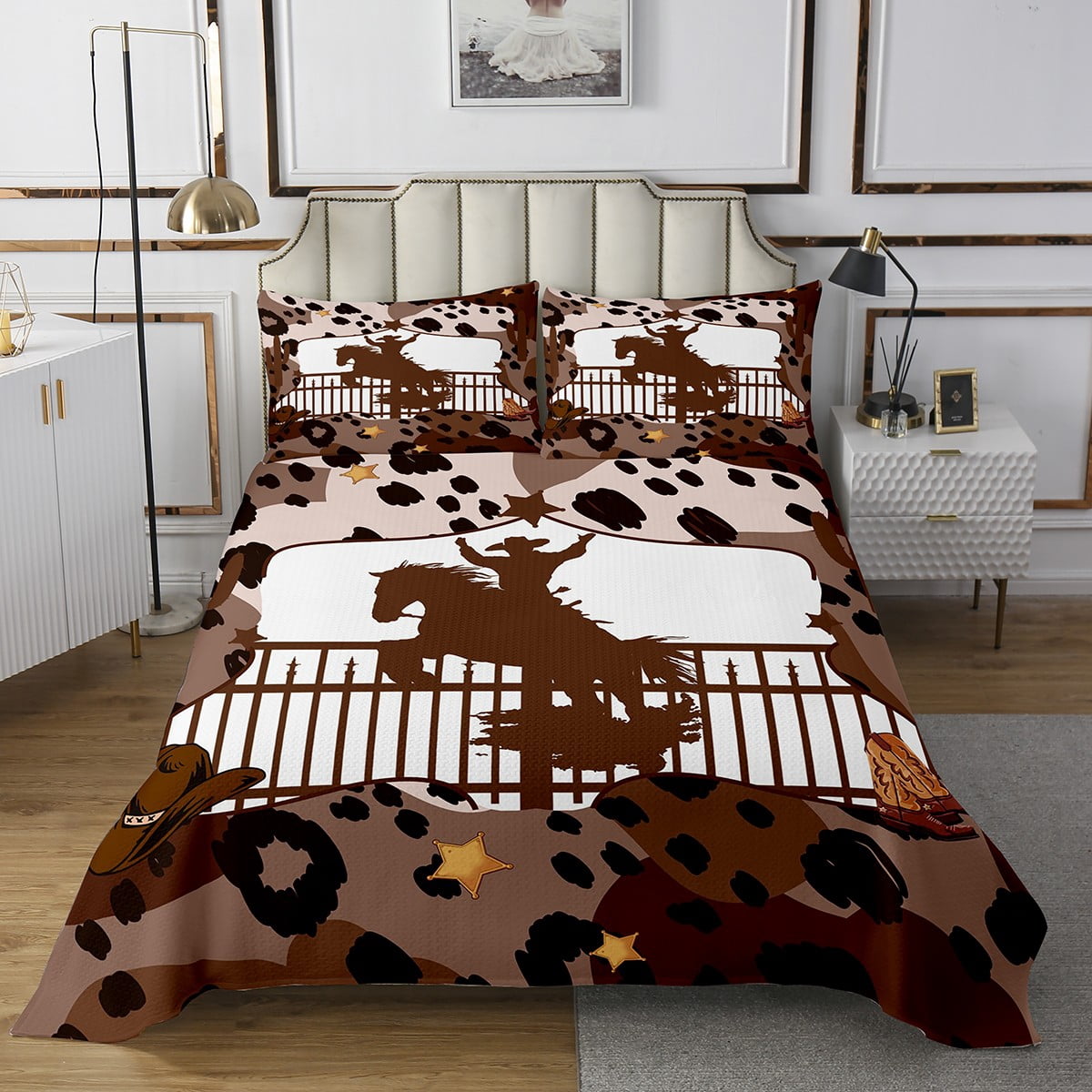 Erosebridal Southwestern Cowboy Bedspread Sets Queen Size, Brown Rustic ...