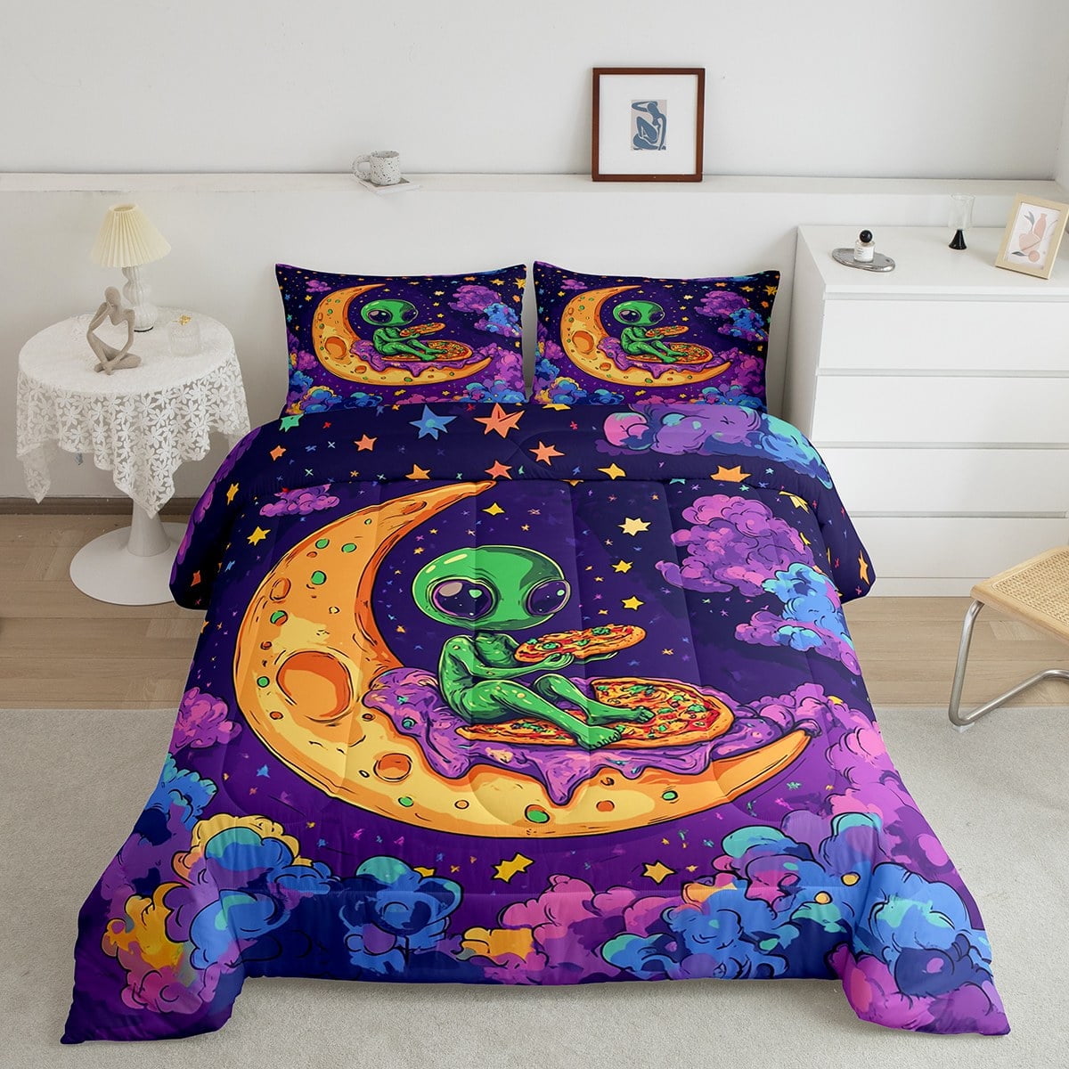 Erosebridal Space Alien Children Bedding Comforter Set Full,Colorful ...