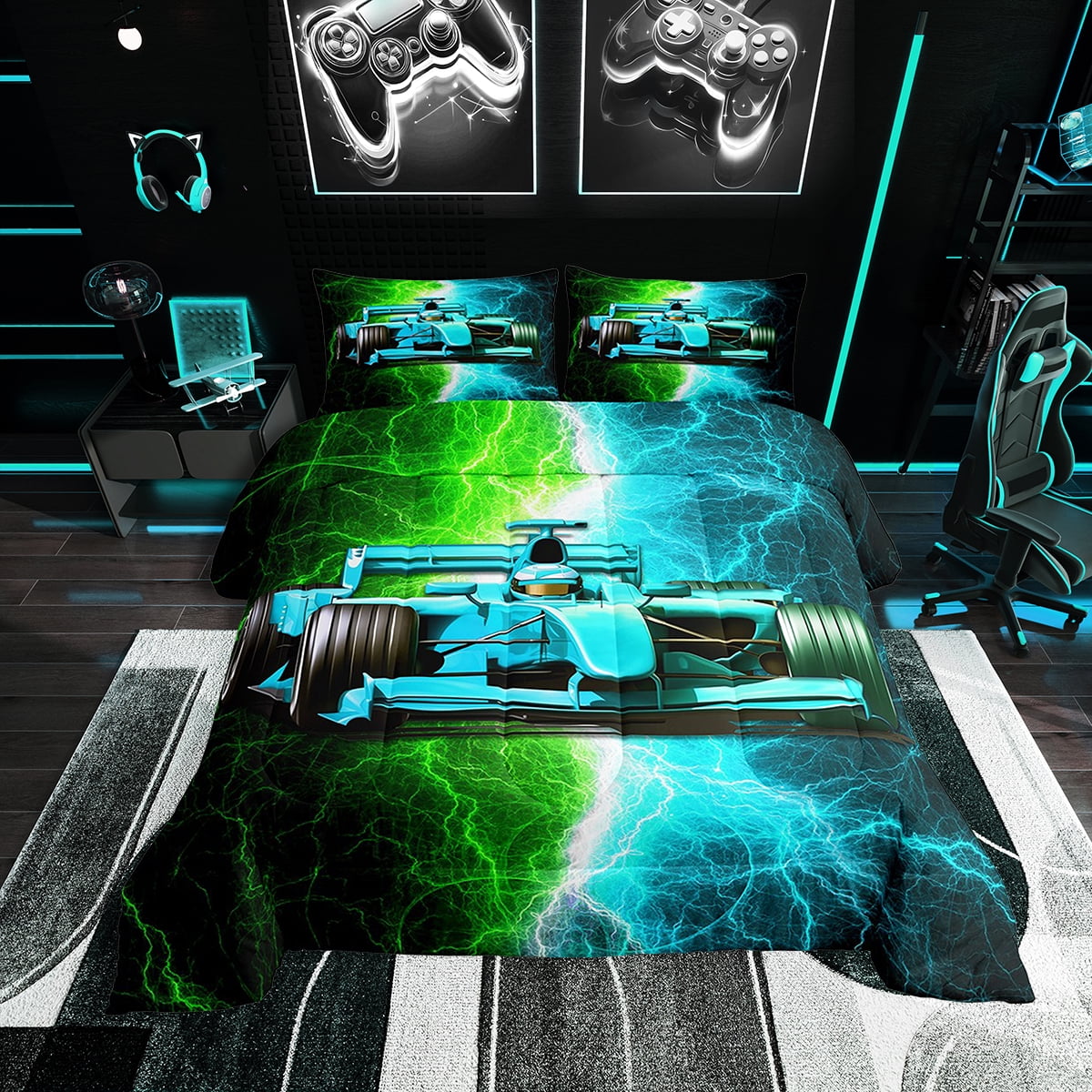 Erosebridal Speed Race Car Bedding Full Comforter Set , Lightning Down ...