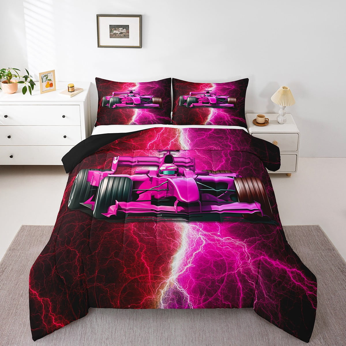 Erosebridal Speed Race Car Bedding Toddler Comforter Set for Girls ...