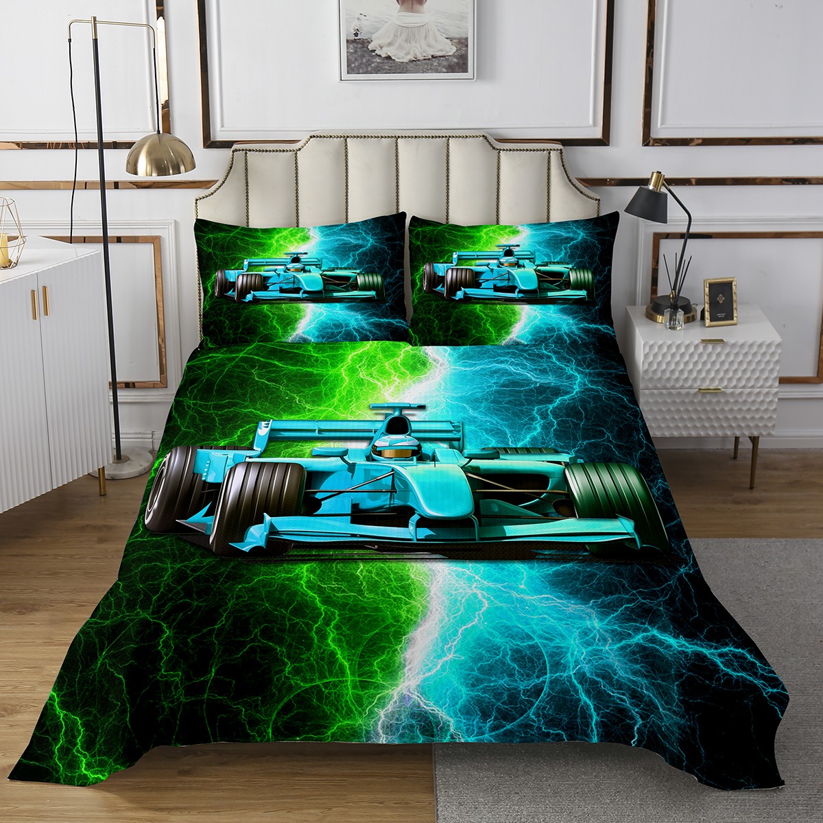 Erosebridal Speed Race Car Bedspread Sets Twin Size for Boys, Lightning ...