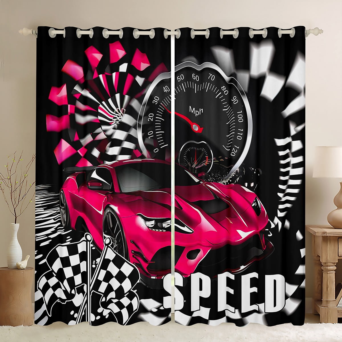 Erosebridal Speed Race Car Curtains for Living Room, Extreme Sports 30% ...