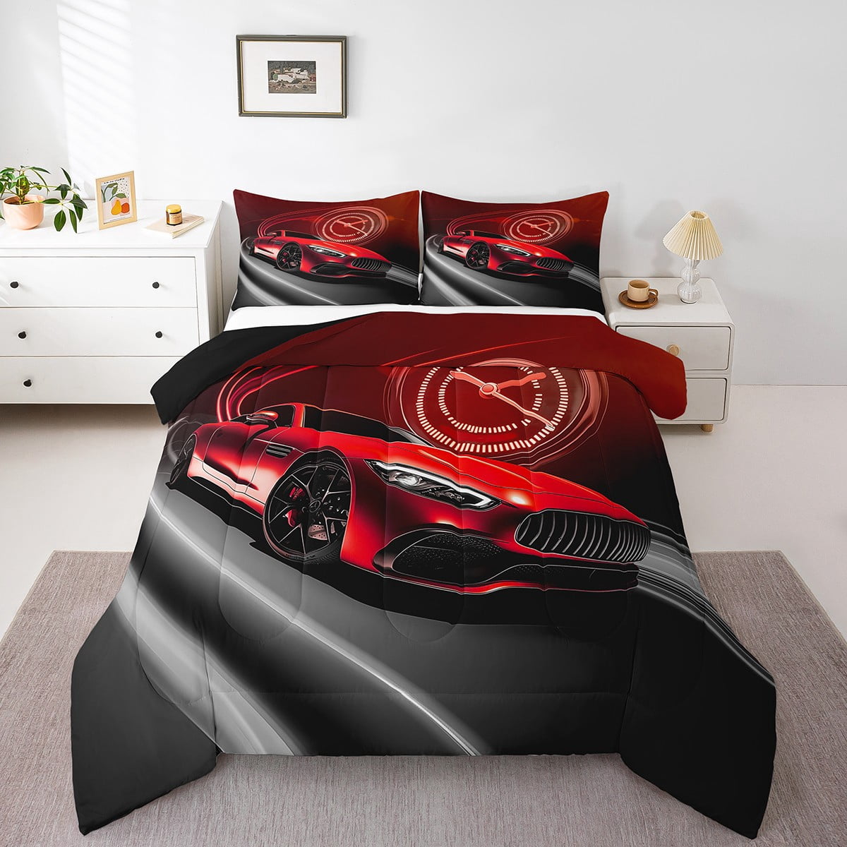 Erosebridal Speed Racing Car Bedding Full Comforter Set, Red Sports Car ...