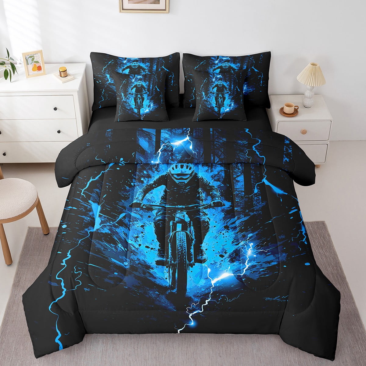 Erosebridal Speed Sports Bed in a Bag Twin size, Woodland Motorcycle ...
