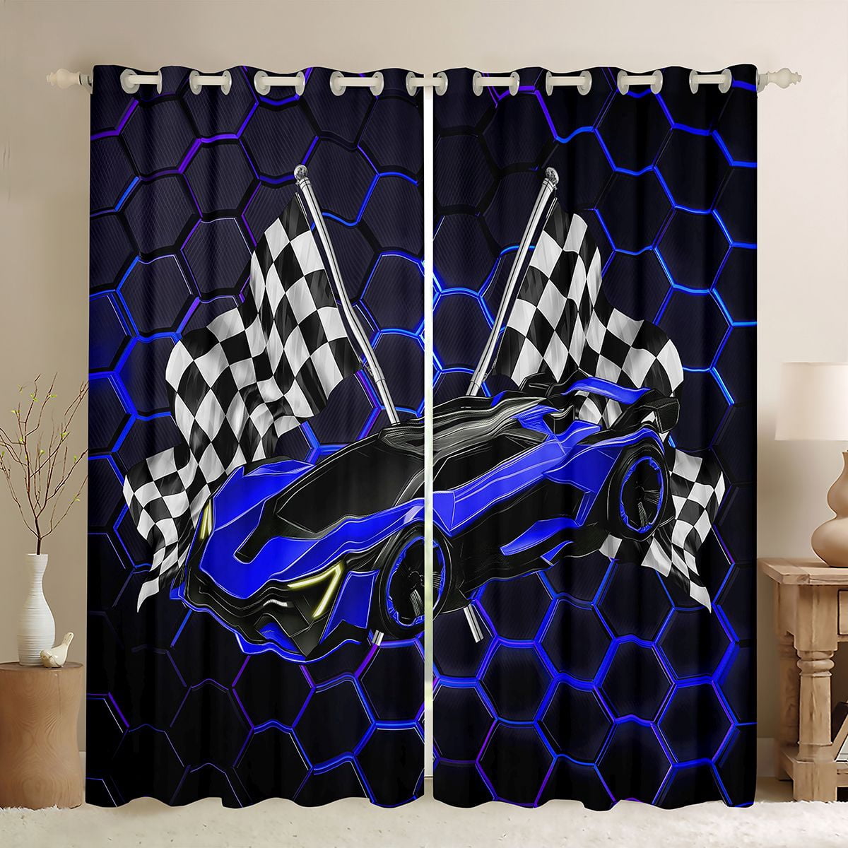 Erosebridal Speed Sports Car Blackout Curtains Set of 2 (52x84 Each ...