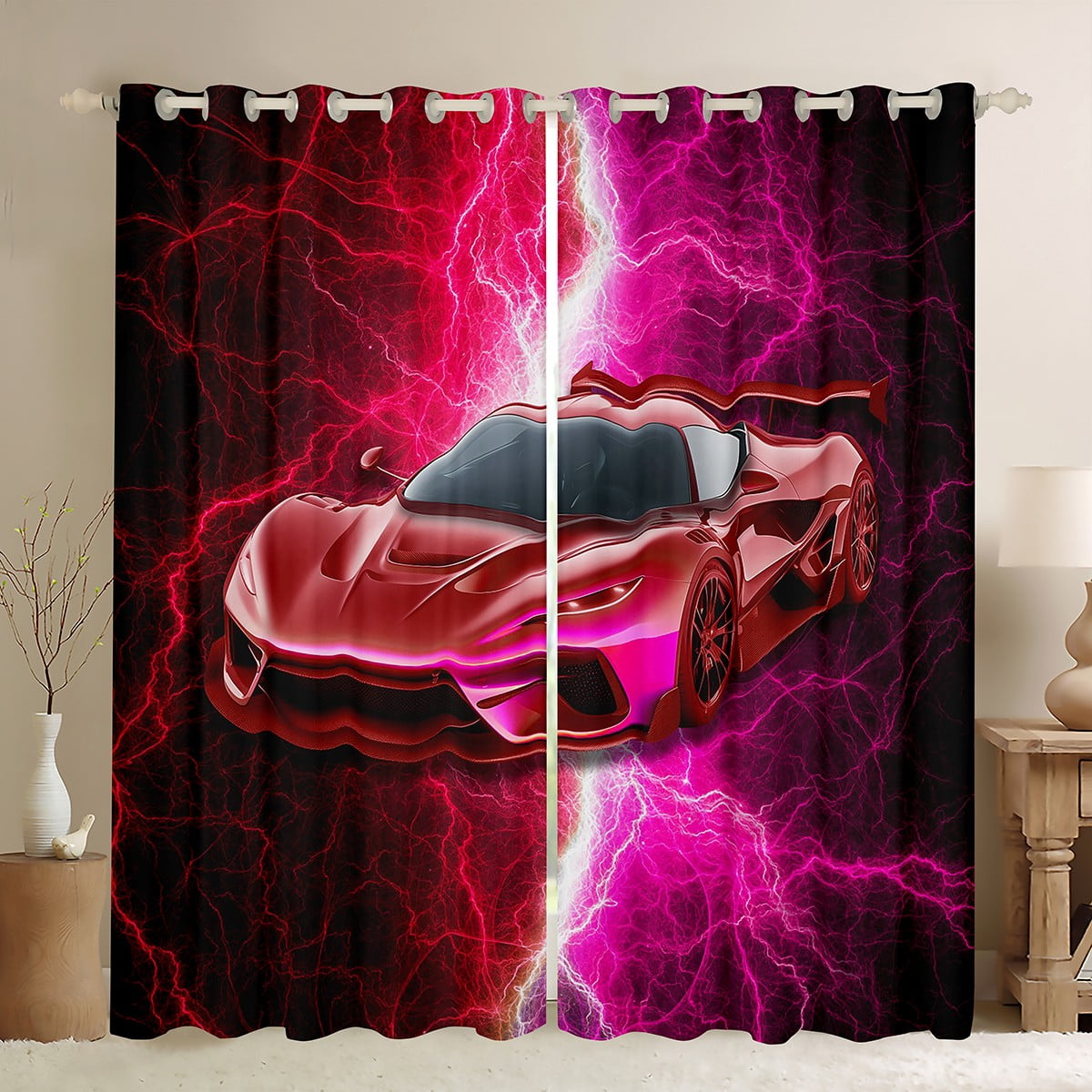 Erosebridal Speed Sports Car Curtains and Drapes (42x63) , Lightning 30 ...