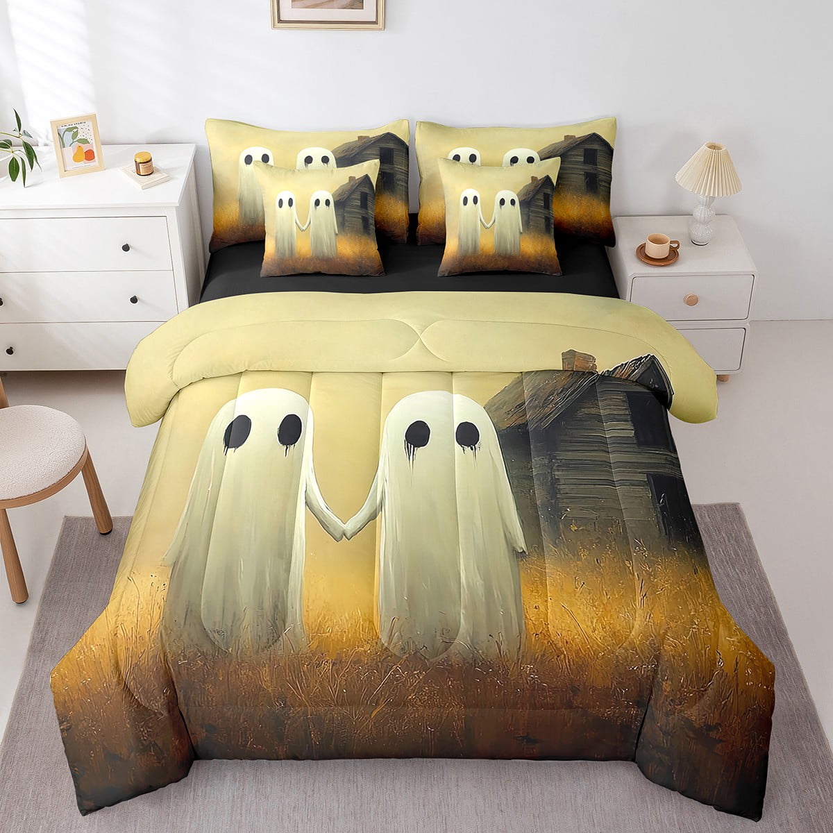 Erosebridal Spooky Ghost Bedding Sets Full Size, Gothic Halloween ...