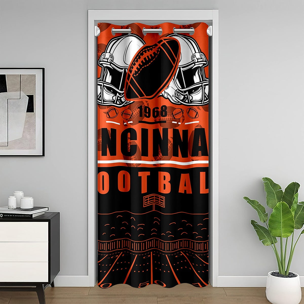 Erosebridal Sport Gamer Football Door Curtain Panel 59x80,Black Red ...