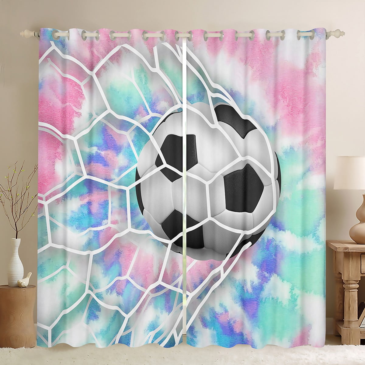 Erosebridal Sport Soccer Curtains and Drapes (42Wx90L),Tie Dye Curtains ...