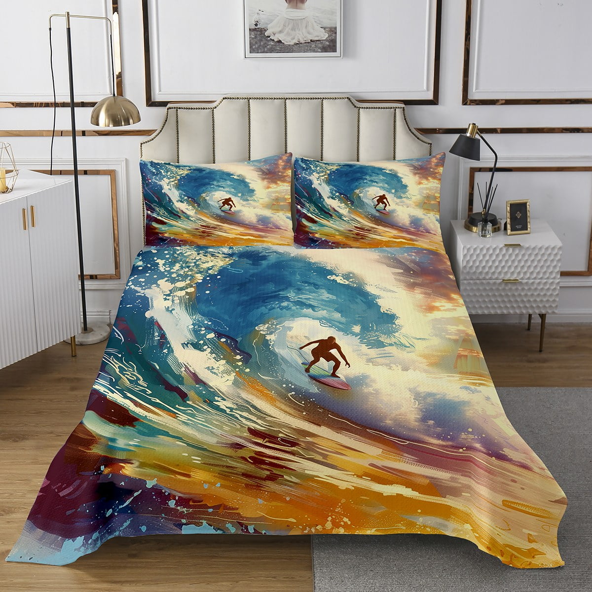 Erosebridal Sport Surfing Quilt Sets for Queen Size Bed,Hawaiian Ocean ...