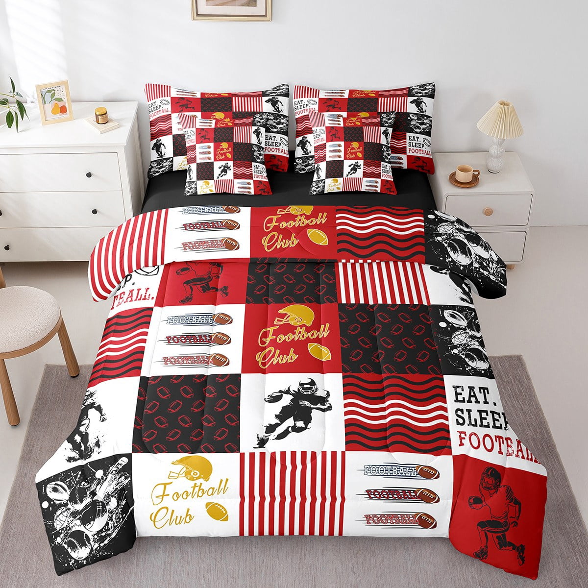 Erosebridal Sports Bedding King Size,Soccer Comforter Sets With Sheets ...
