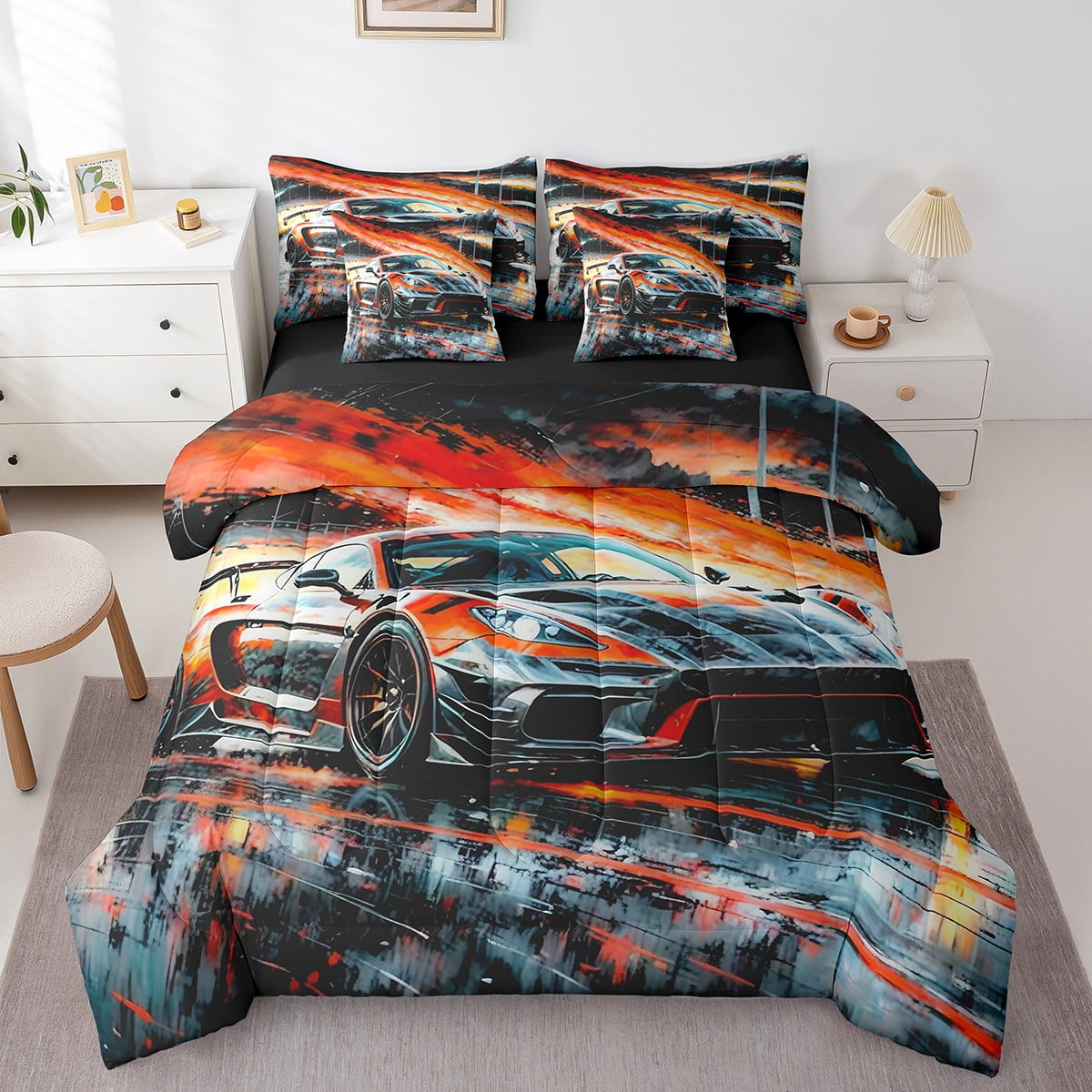 Erosebridal Sports Car Bed in a Bag Twin Size,Race Sports Game Bed Set ...