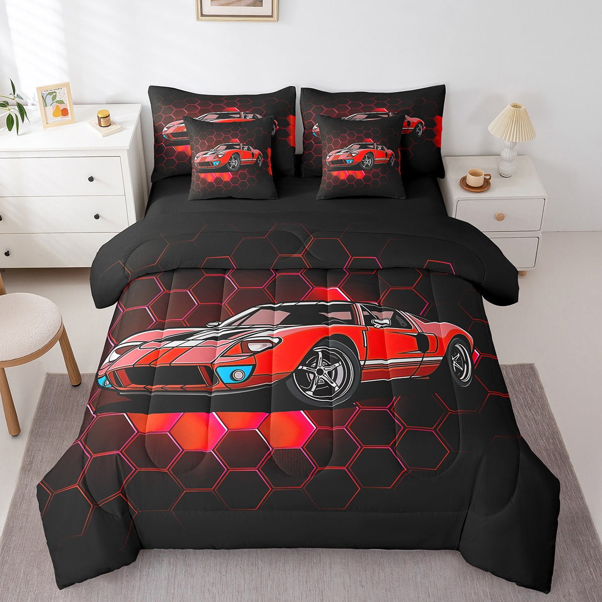 Erosebridal Sports Car Bedding Sets Full Size, Cartoon Speed Car Bed ...