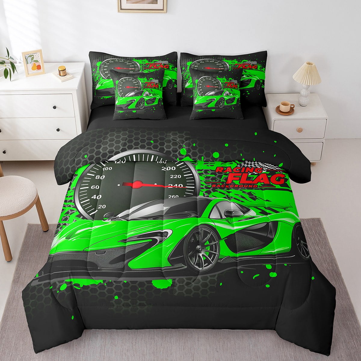 Erosebridal Sports Car Bedding Sets Twin Size For Boys,Honeycomb ...
