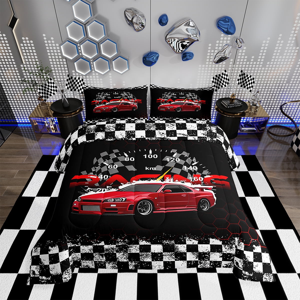Erosebridal Sports Car Comforter Set Queen Size,Racing Car Bedding Set ...