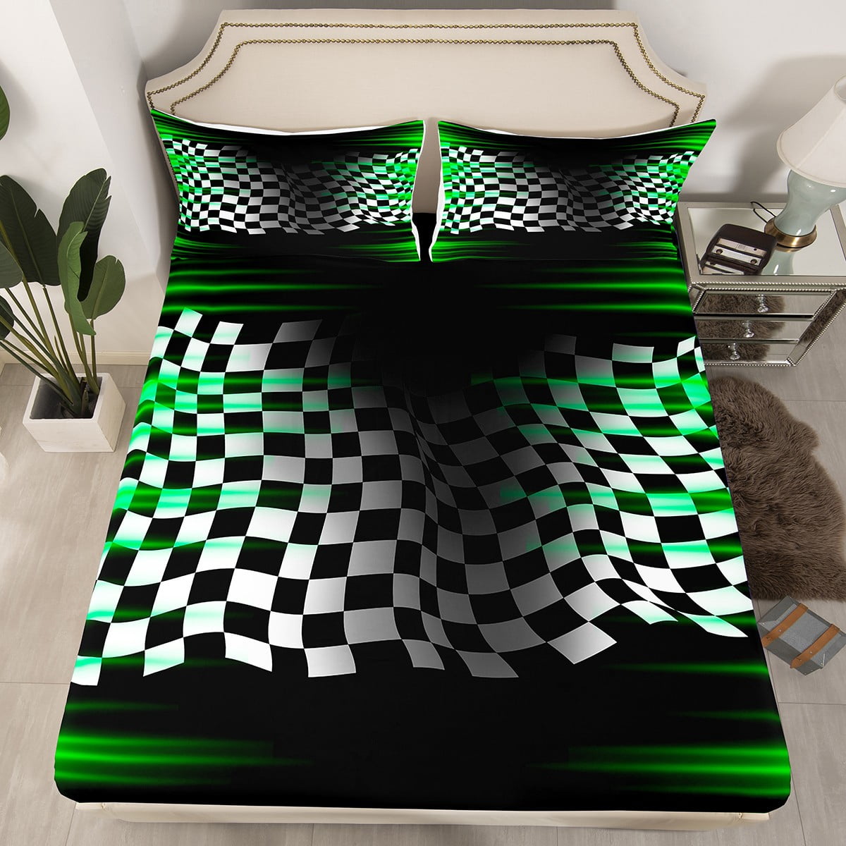 Erosebridal Sports Car Fitted Sheet Set Twin, Racing Car Flag Bedding ...