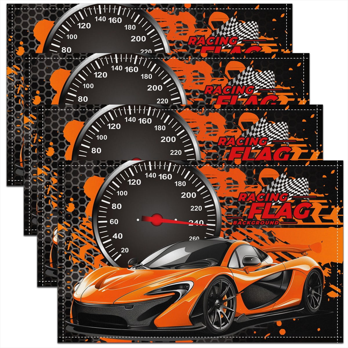 Erosebridal Sports Car Placemats Set of 4 12"x18" For Boys,Honeycomb ...