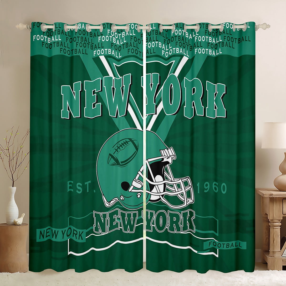Erosebridal Sports Curtain for Football Fan 42x63 inch,Football Window ...
