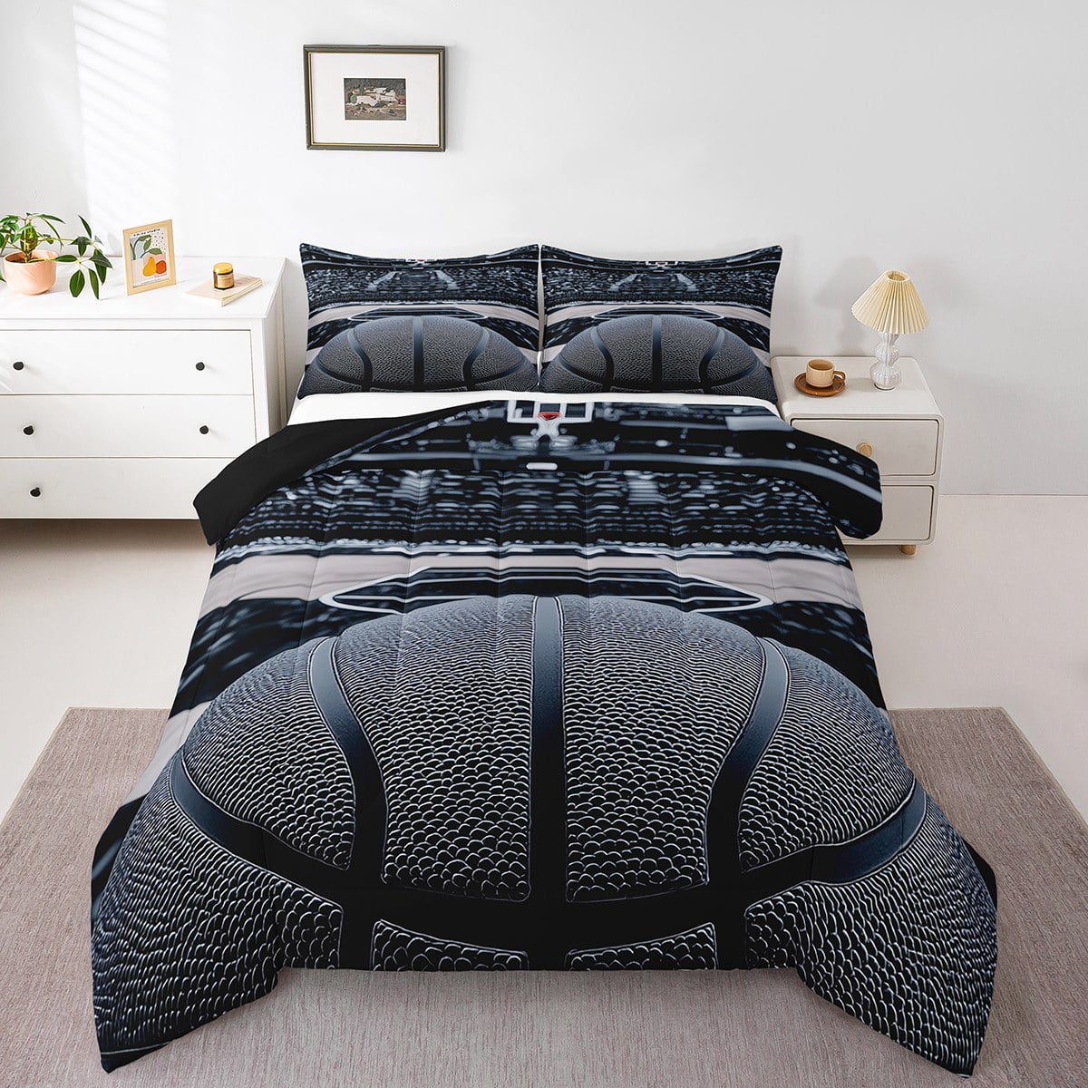 Erosebridal Sports Theme Bedding King Comforter Set, Basketball Court ...