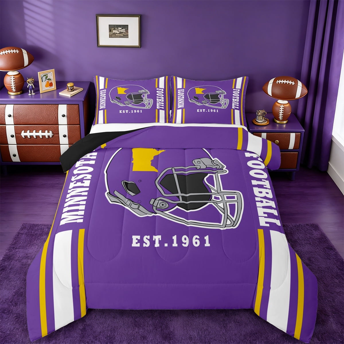 Erosebridal Sports Theme Bedding Twin Comforter Set,American Football ...