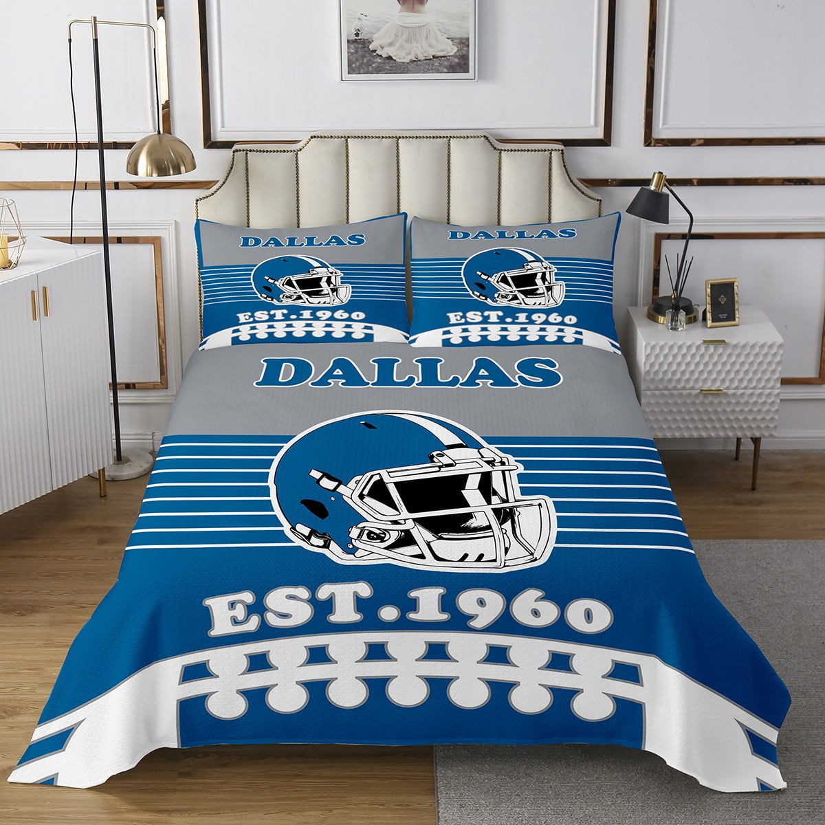 Erosebridal Sports Theme Bedspread Sets King Size, Bedroom Decor, Navy ...