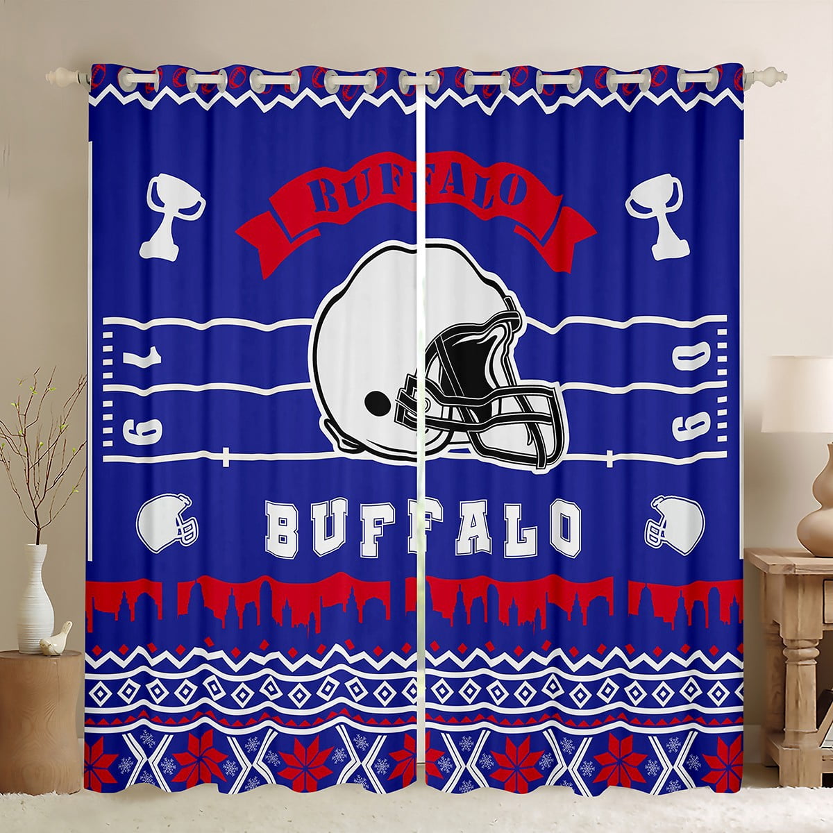 Erosebridal Sports Themed Curtains 2 Panels,(42Wx63L) for Living Room ...