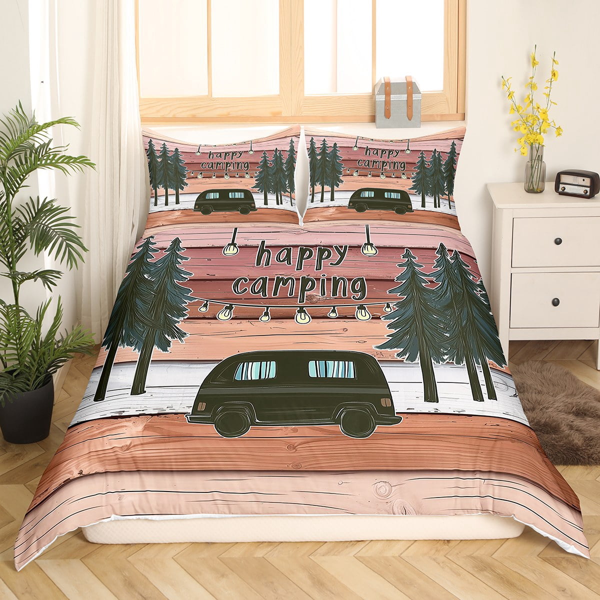 Erosebridal Spring Camping Comforter Cover Full, Travel Truck Bedding ...