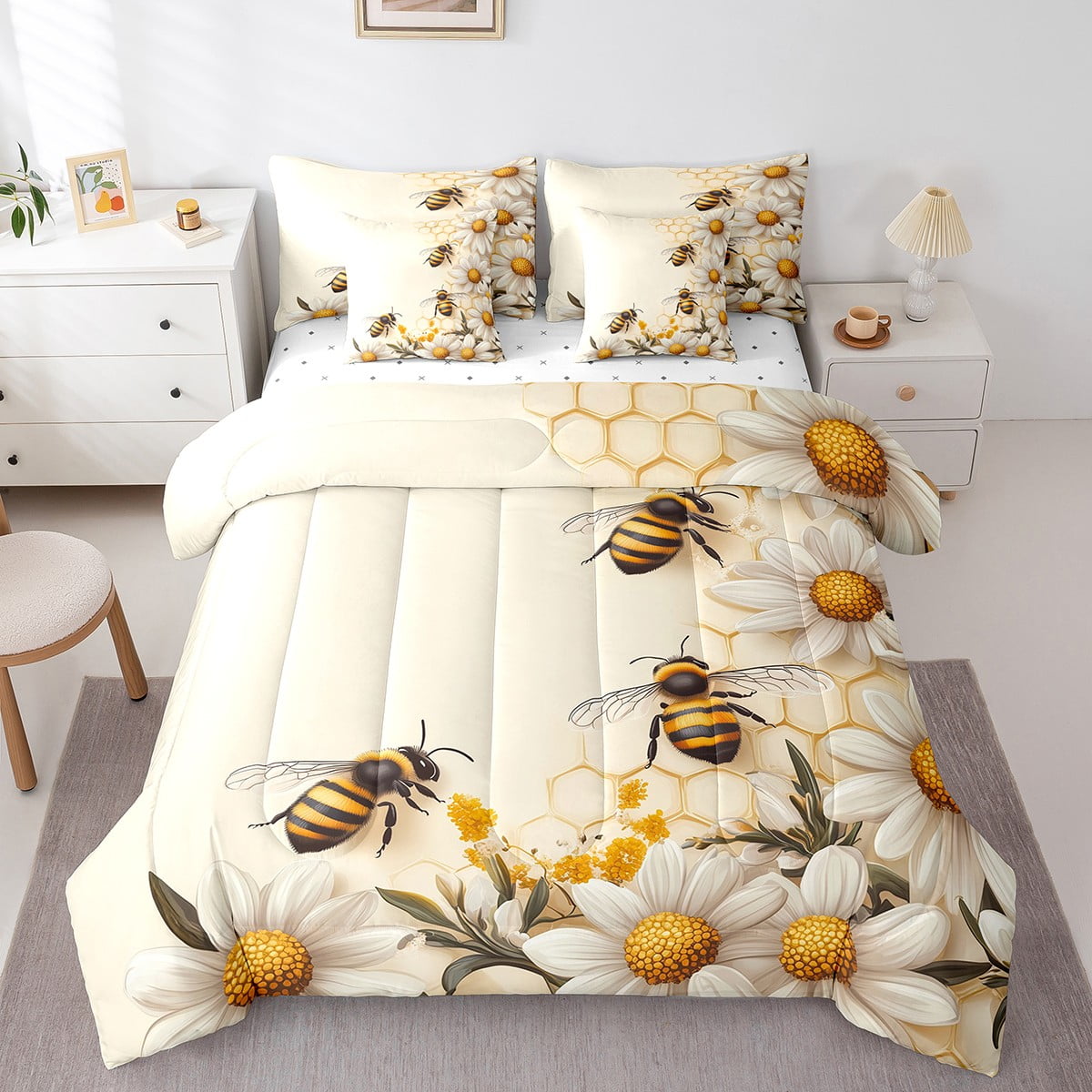 Erosebridal Spring Floral Flower Bed in a Bag King size, Honey Bee ...